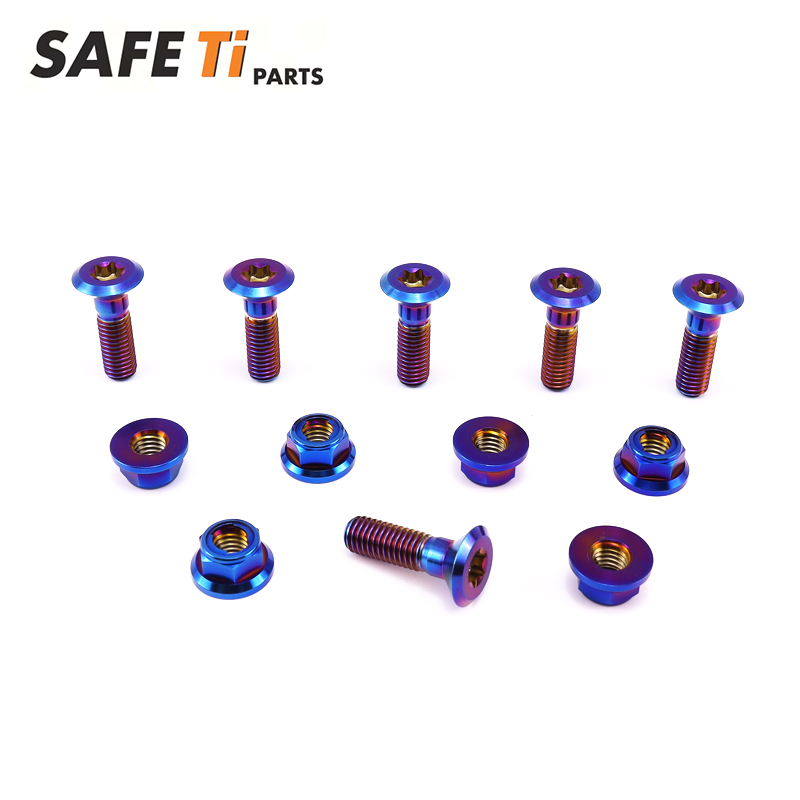 Titanium Sproket Bolt Kit for HONDA/KAWASAKI/YAMAHA （6B+6N）Burnt Blue ...
